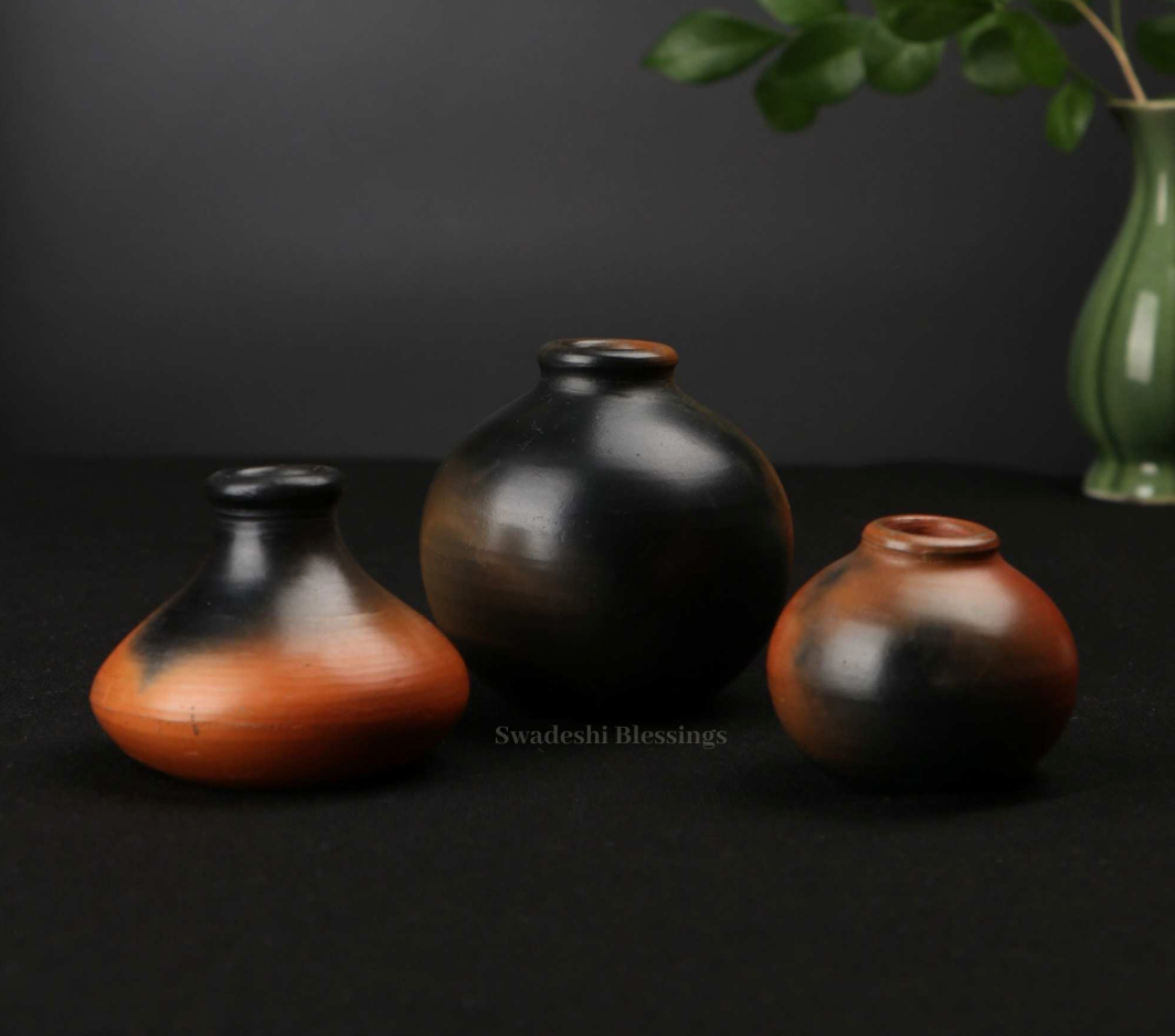 Swadeshi Blessings Exclusive Range Miniature Terracotta/Clay Pots Set